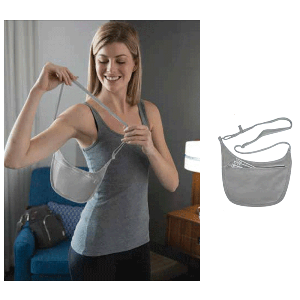 Gizevolm Hidden Security Money Bra Pouch Women's Fanny Pack, Gray ...