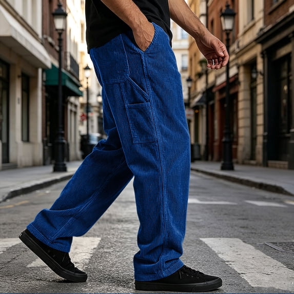 Gizkkal Corduroy Sweatpants for Men Straight Leg Belt Loops Trousers ...