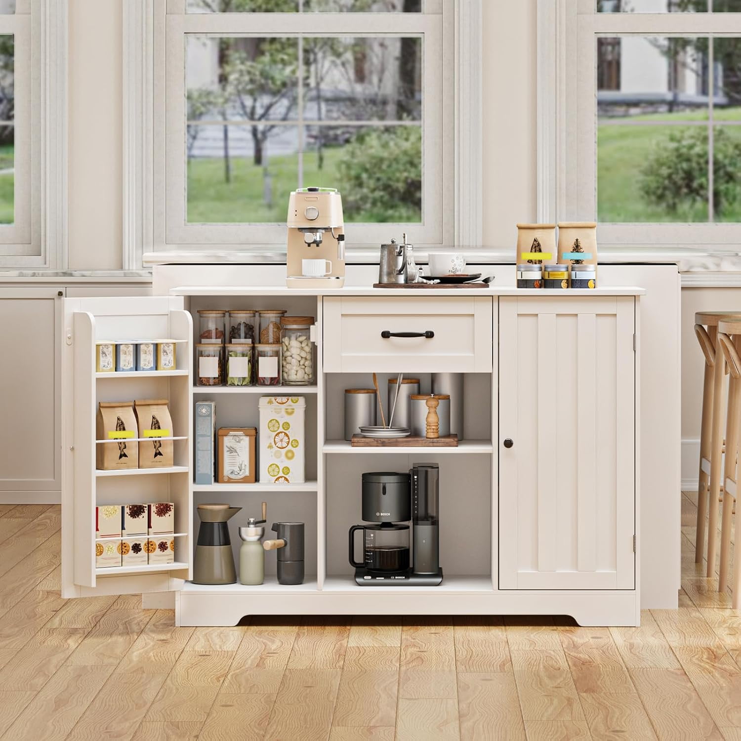 Gizoon 45” Kitchen Sideboard Buffet Cabinet with Storage Coffee Bar ...