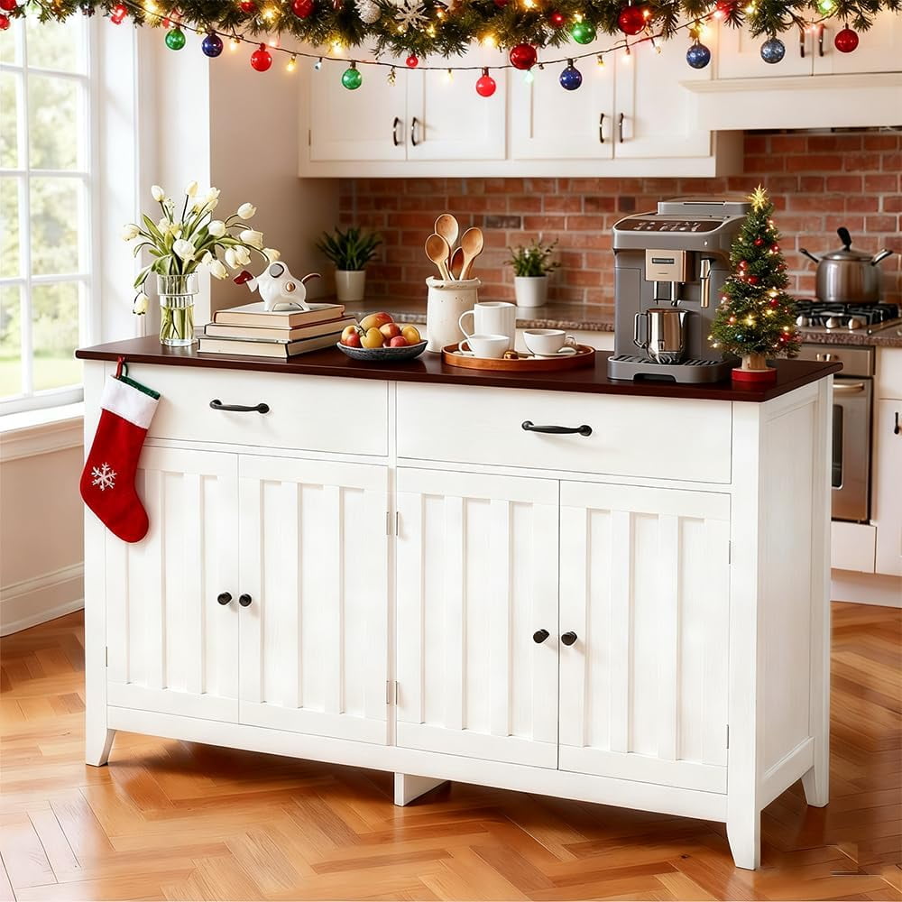 Gizoon 55" Buffet Cabinet with Storage, Sideboard Buffet with Drawers ...