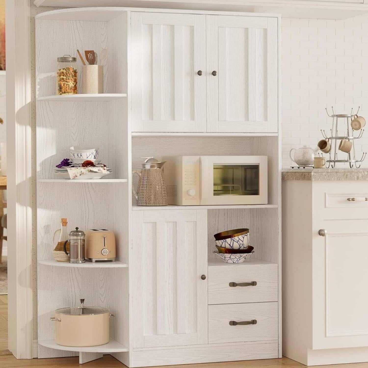 Gizoon 60.4" Farmhouse Kitchen Pantry Storage Cabinet with Doors and ...