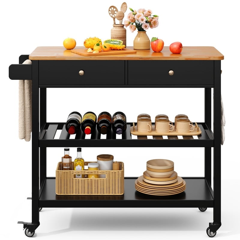 Gizoon Kitchen Island Cart, Rolling Trolley Utility Cart on Wheels with ...