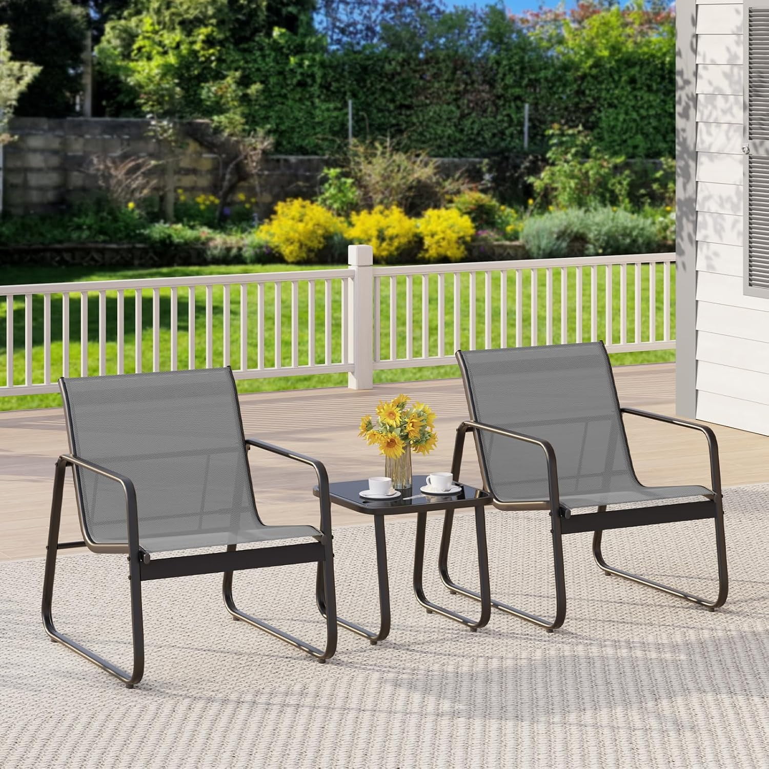Gizoon Patio Chairs Set of 2, Patio Furniture Set with Metal Frame ...