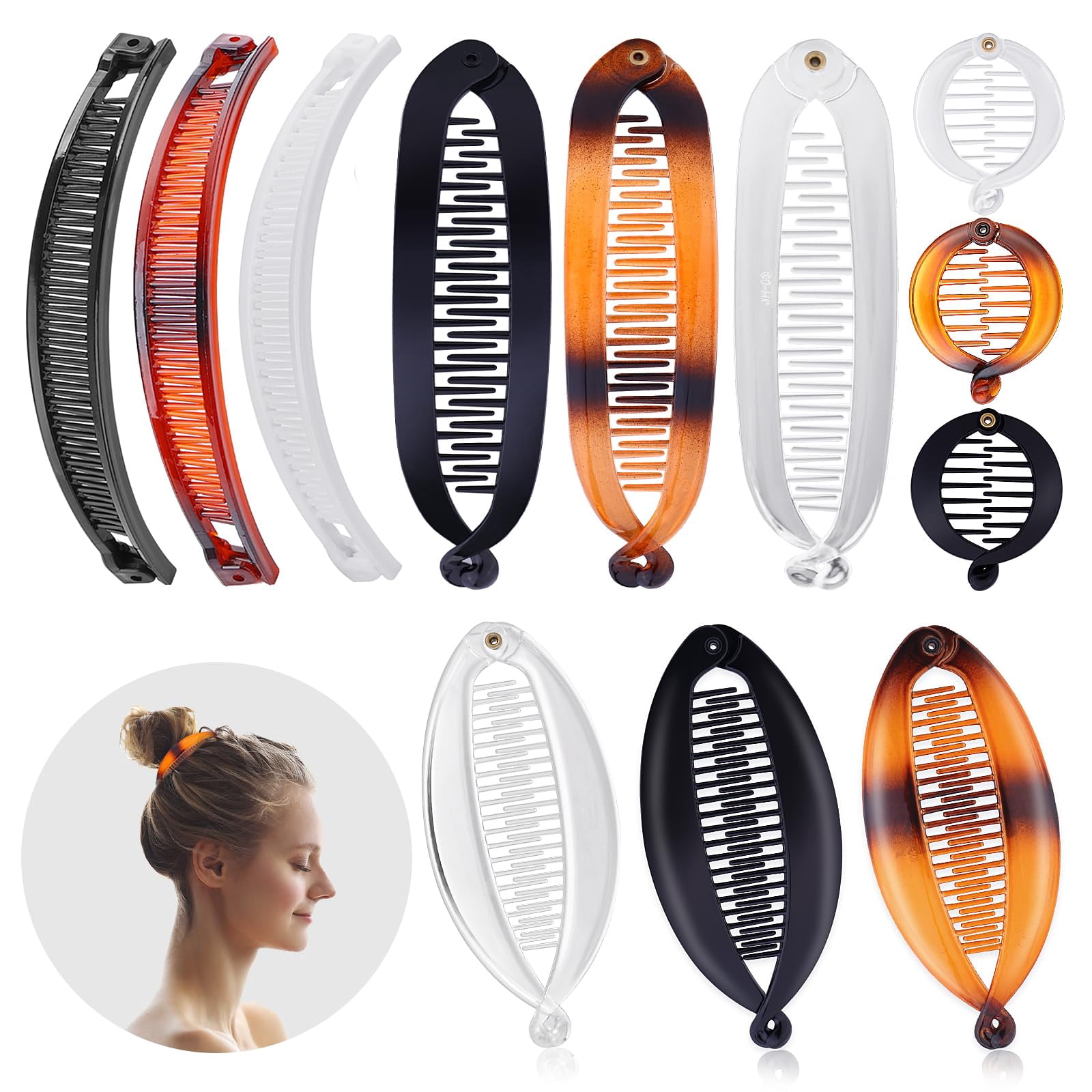 Gjinxi 12 PCS Banana Hair Clips for Women, Flexible Banana Clips ...