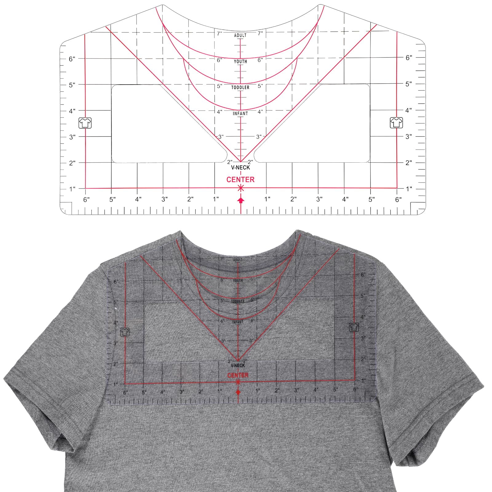 Gjinxi 2PCs Tshirt Ruler Guide for Vinyl Alignment, Tshirt Measurement ...