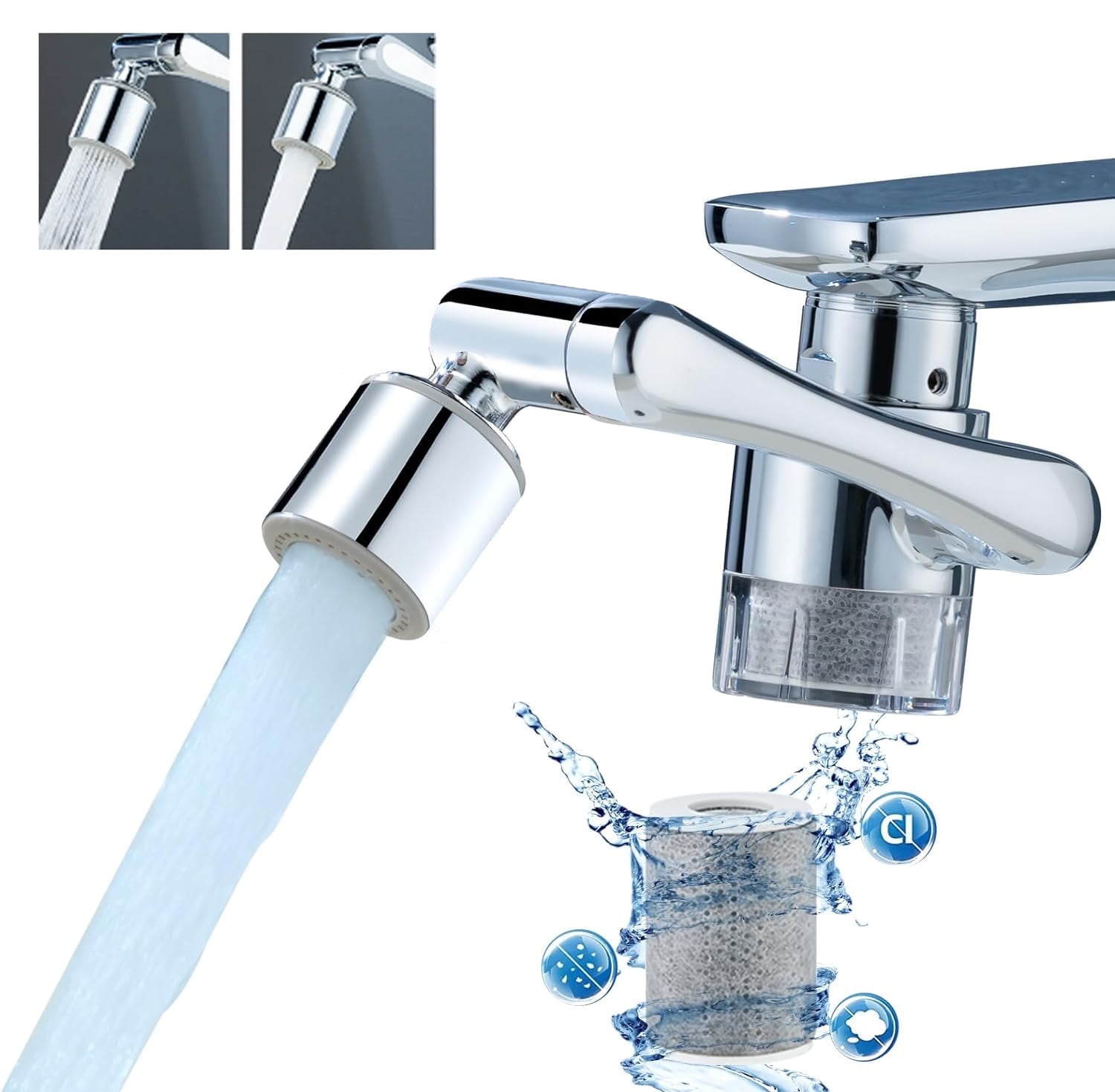 Gkcity Sink Faucet Extender with Filter, 1080° Rotating Tap Aerator, 2 ...