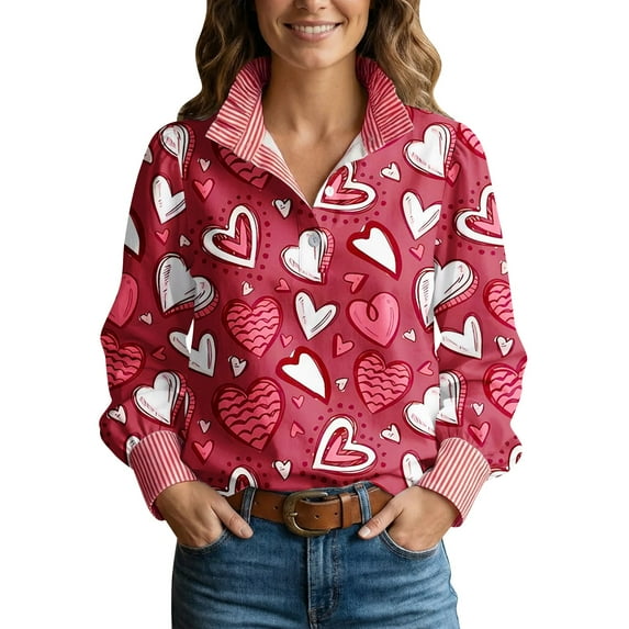 Gkeoshab 2026 New Women's Cute Print Blouse Themed Shirt Valentine's ...