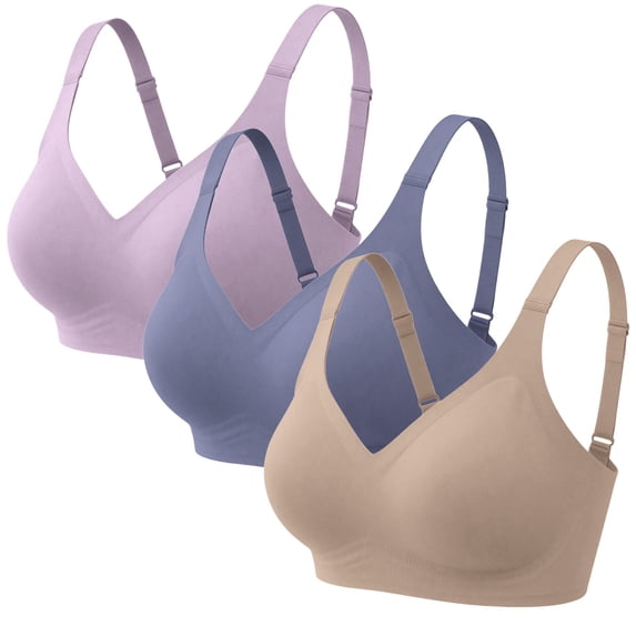 Gkeoshab Bras for Women 3PC Women's Jelly Bra Set, Non-Wired Soft ...