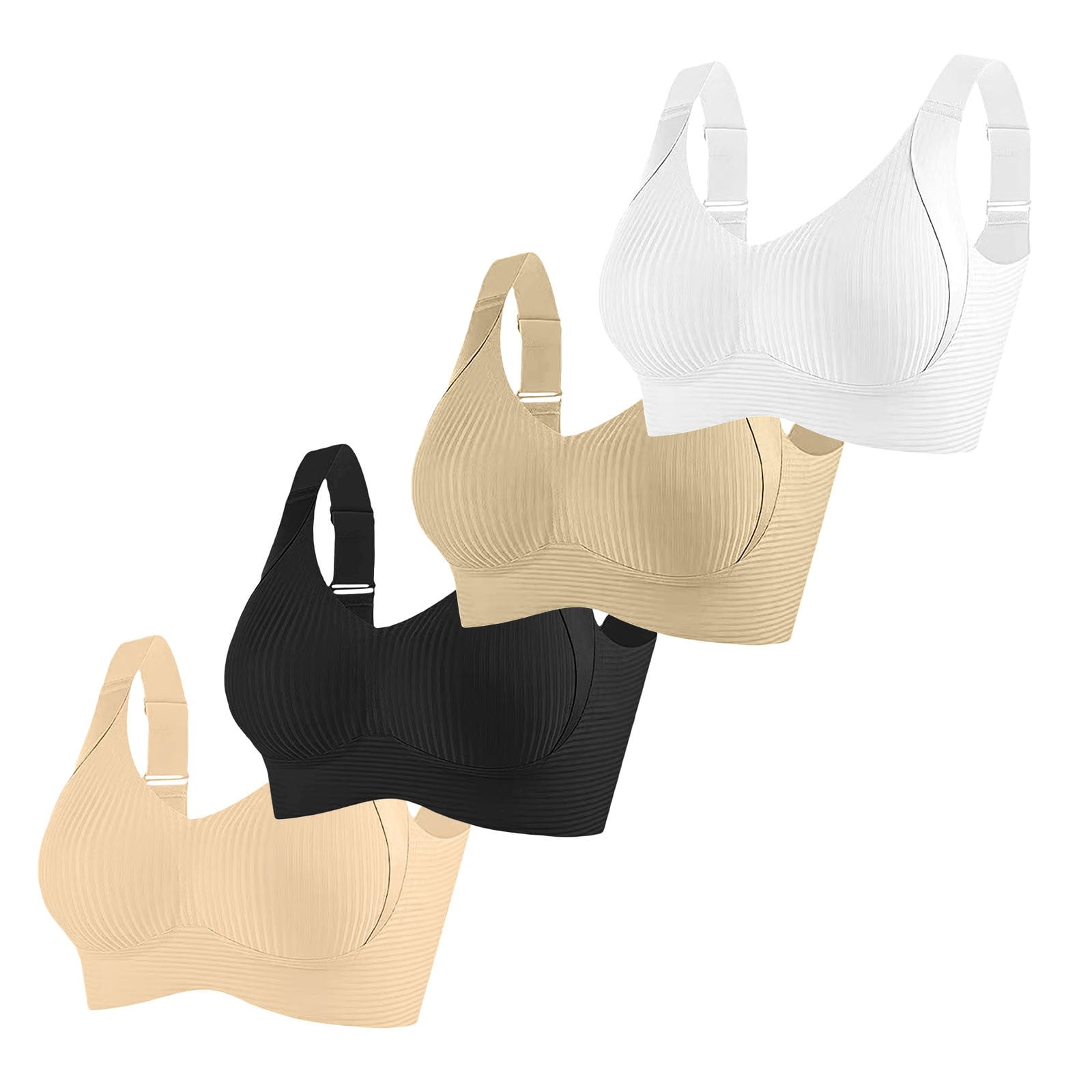 Gkeoshab Bras for Women 4PC Women's Seamless Comfort Support Bras Lift ...