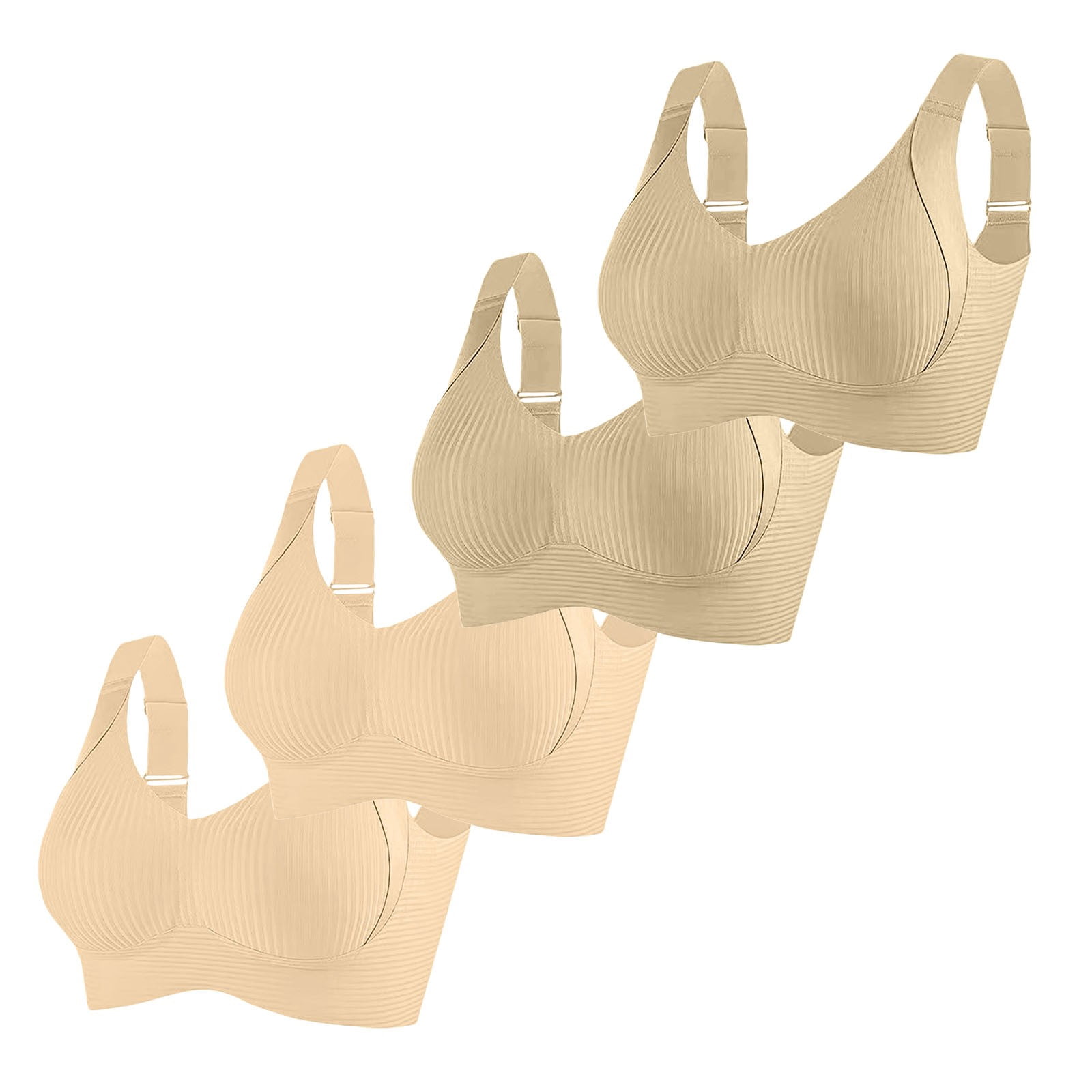Gkeoshab Bras for Women 4PC Women's Seamless Comfort Support Bras Lift ...
