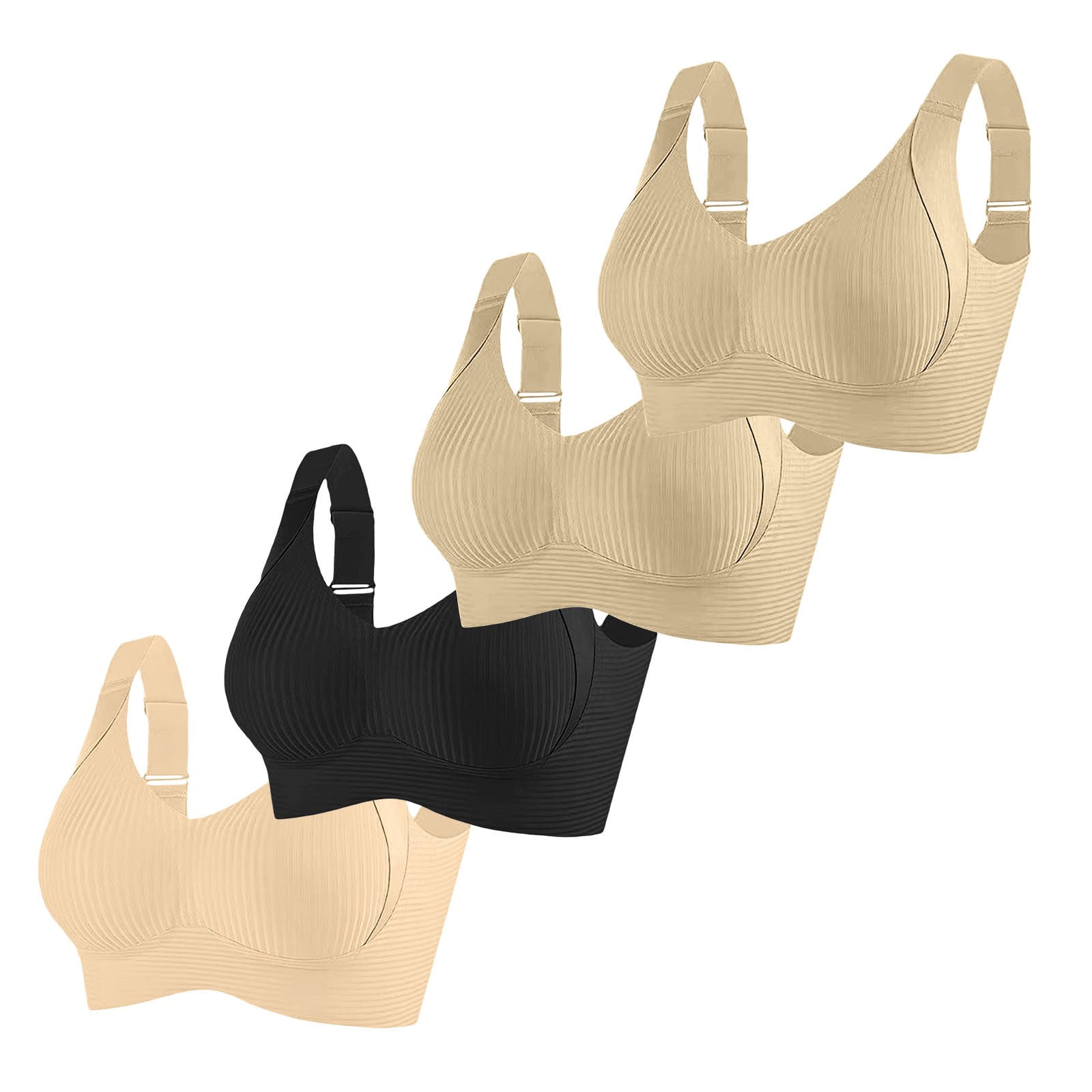 Gkeoshab Bras for Women 4PC Women's Seamless Comfort Support Bras Lift ...