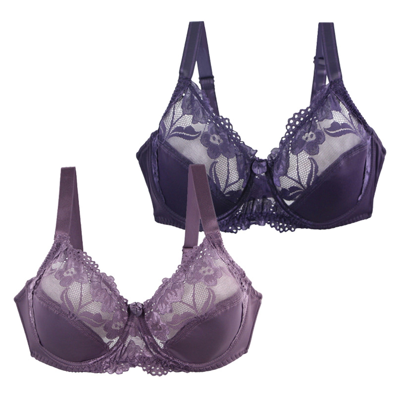 Gkeoshab Nursing Bras 2PC Women's Plus Size DEF Cup Lace Mesh Bras ...