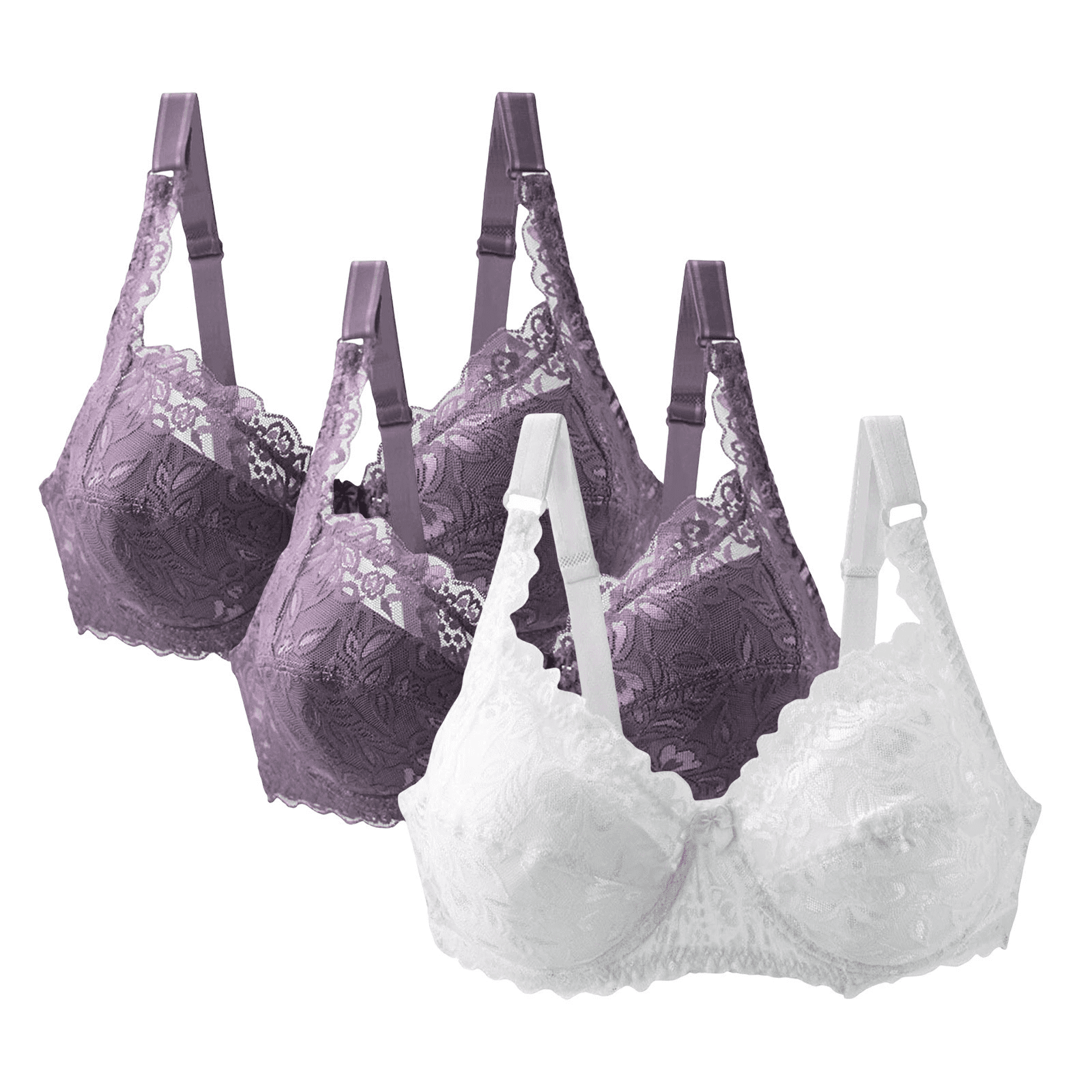 Gkeoshab Nursing Bras 3PC Women's Wireless Bra Set Assorted Print Soft ...