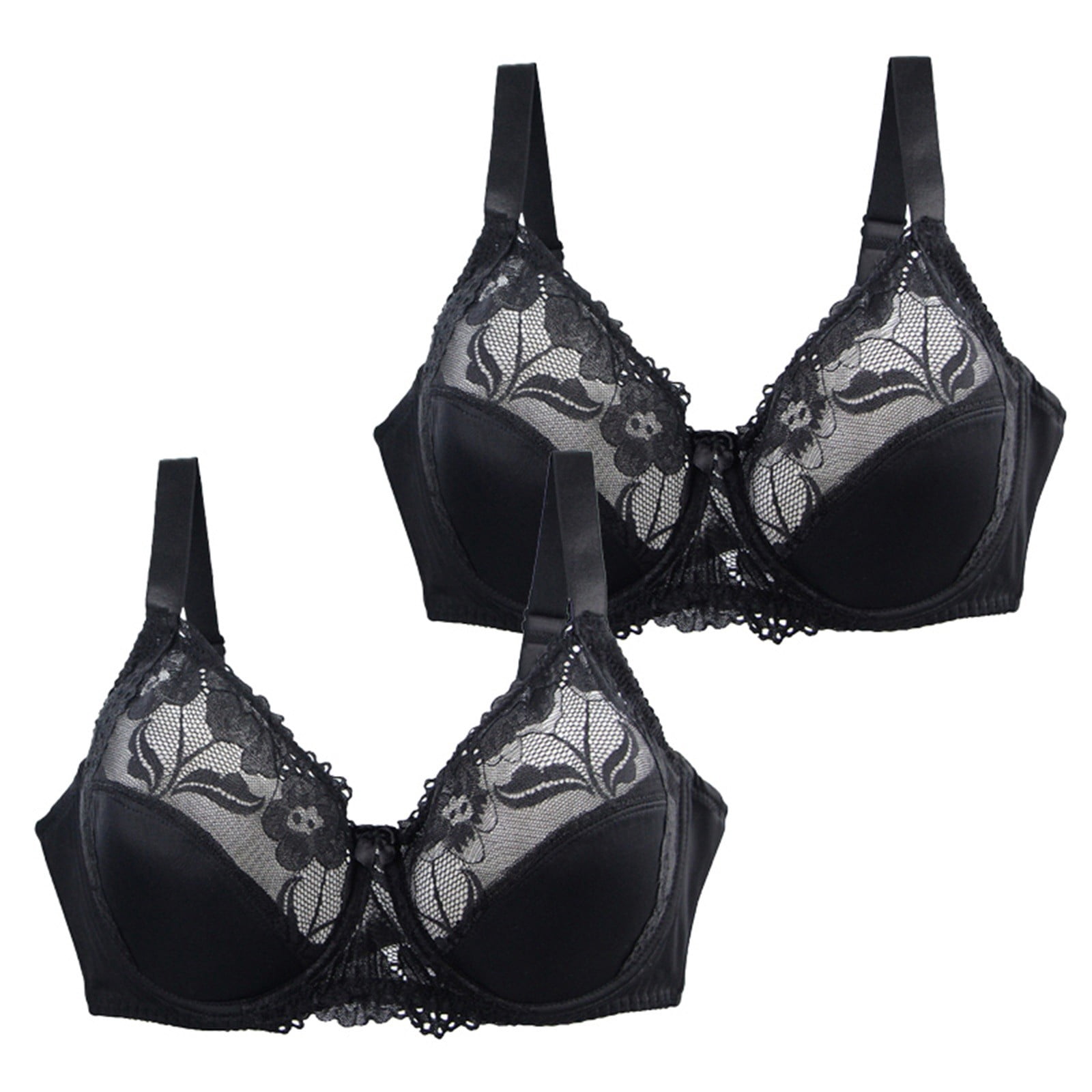 Gkeoshab Sports Bras for Women 2PC Women's Plus Size DEF Cup Lace Mesh ...