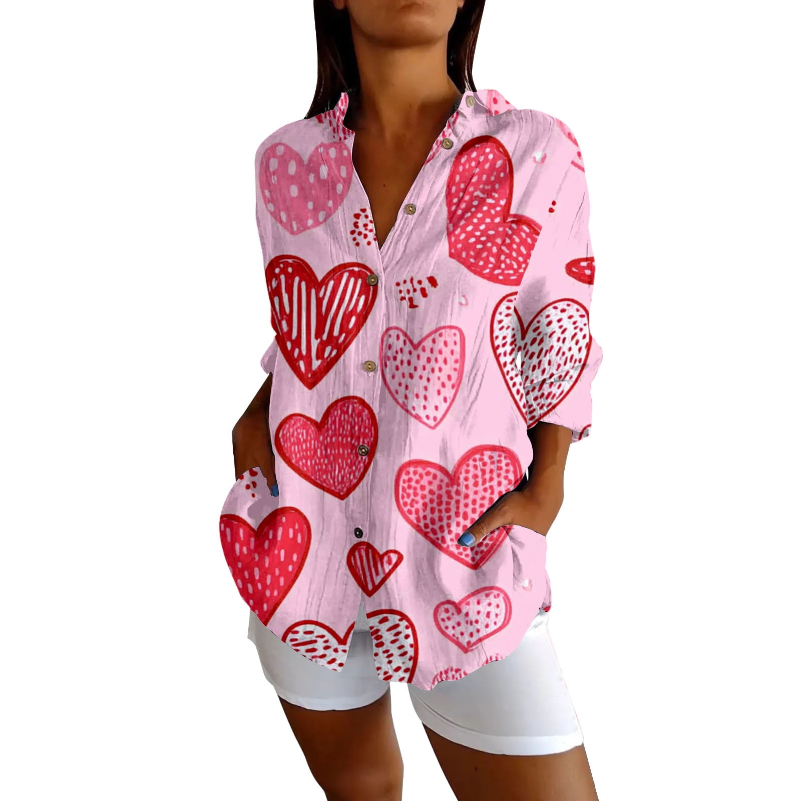 Gkeoshab Valentine Women Retro Print Bohemian Shirt Exquisite Hemp ...