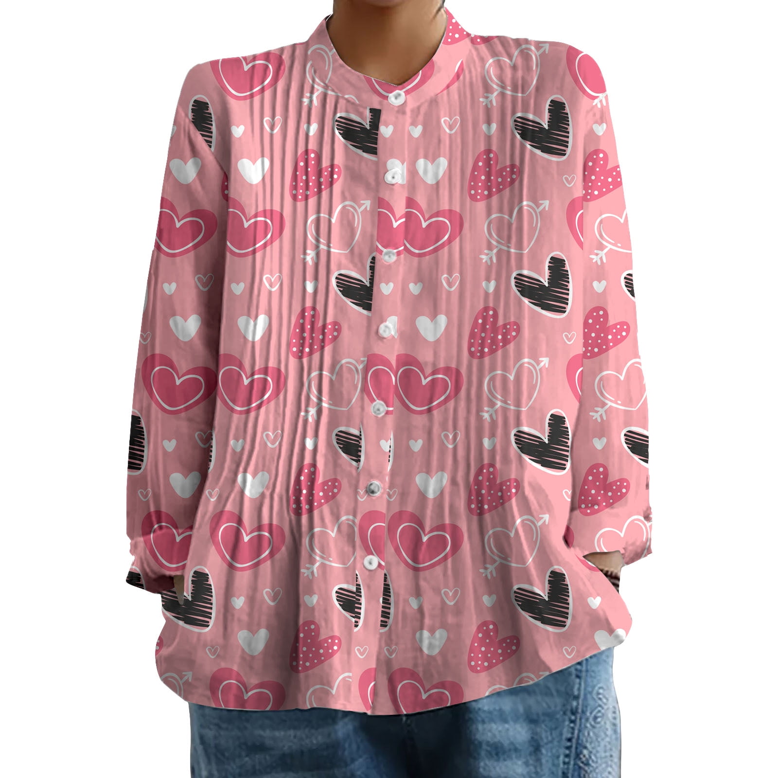 Gkeoshab Valentine Women's Ruffle Blouse Exquisite Hemp Wrinkled Shirt ...