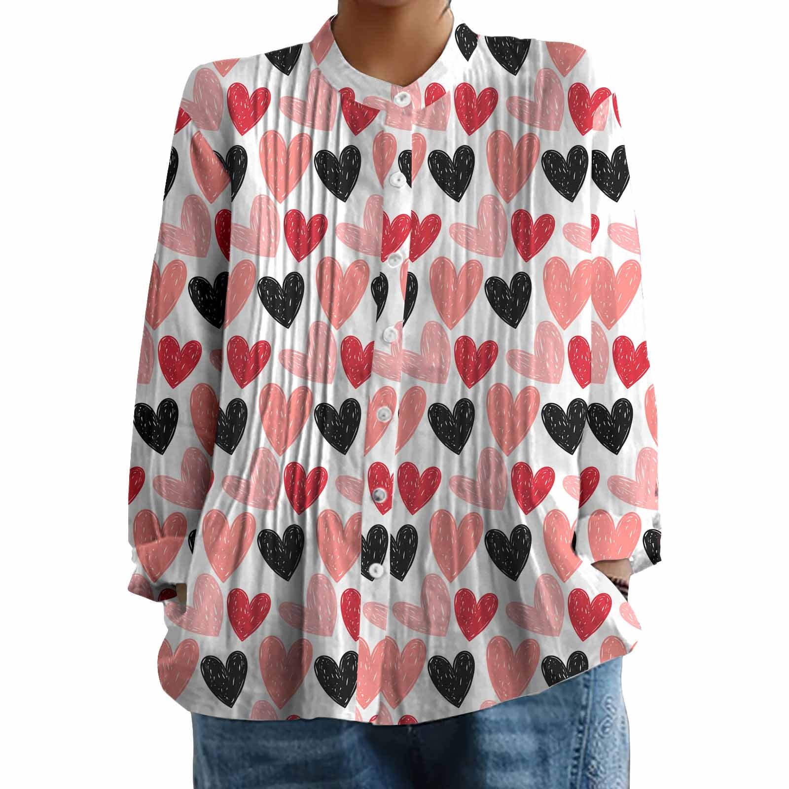 Gkeoshab Valentine Women's Ruffle Blouse Exquisite Hemp Wrinkled Shirt ...