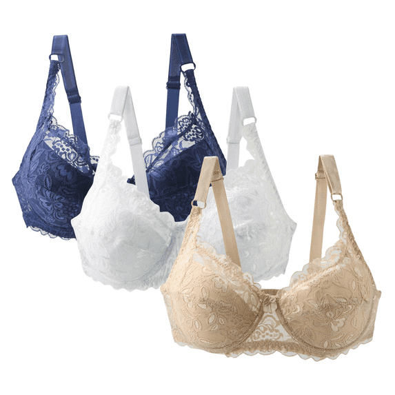 Gkeoshab Women's Bras 3PC Women's Wireless Bra Set Assorted Print Soft ...