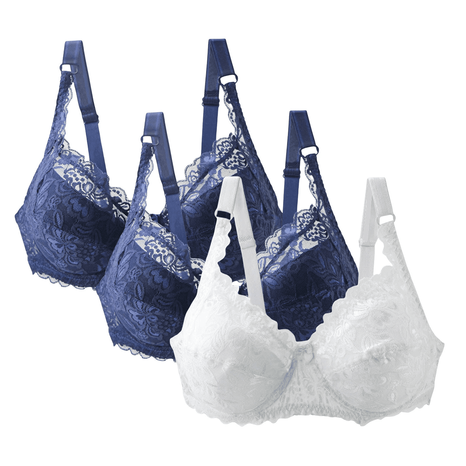 Gkeoshab Women's Bras 3PC Women's Wireless Bra Set Assorted Print Soft ...