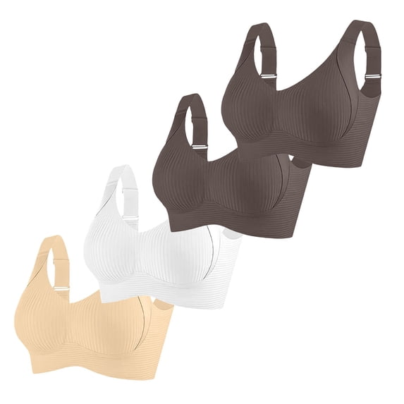 Gkeoshab Women's Bras 4PC Women's Seamless Comfort Support Bras Lift ...