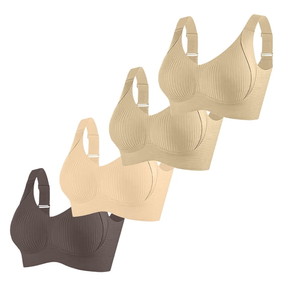 Gkeoshab Women's Bras 4PC Women's Seamless Comfort Support Bras Lift ...