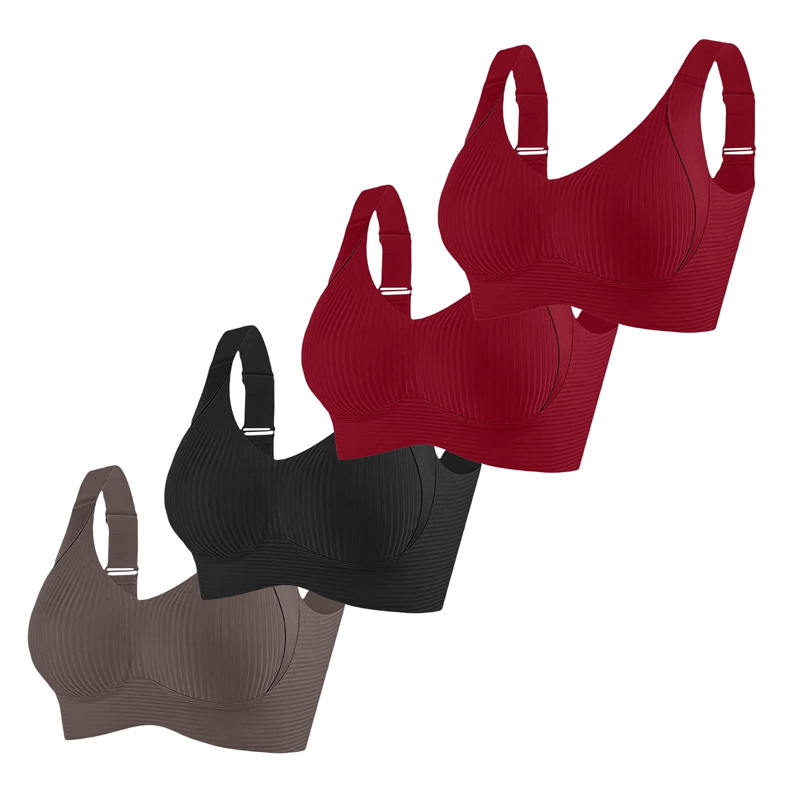 Gkeoshab Women's Bras 4PC Women's Seamless Comfort Support Bras Lift ...