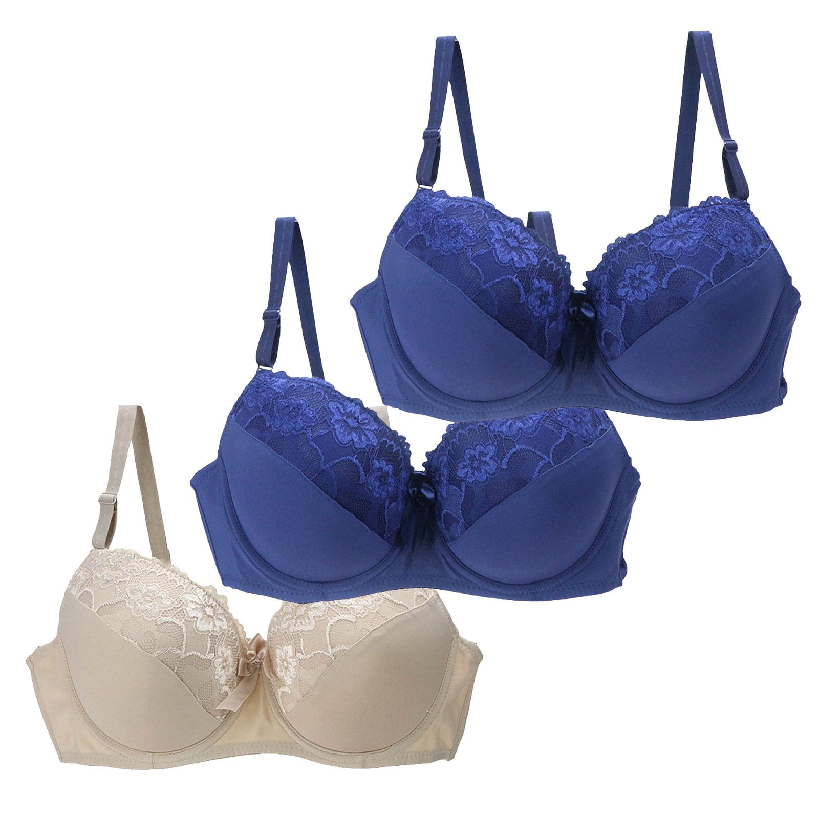 Gkeoshab Women's Bras Women's Lace & Embroidery Underwire Bra Thin Plus ...