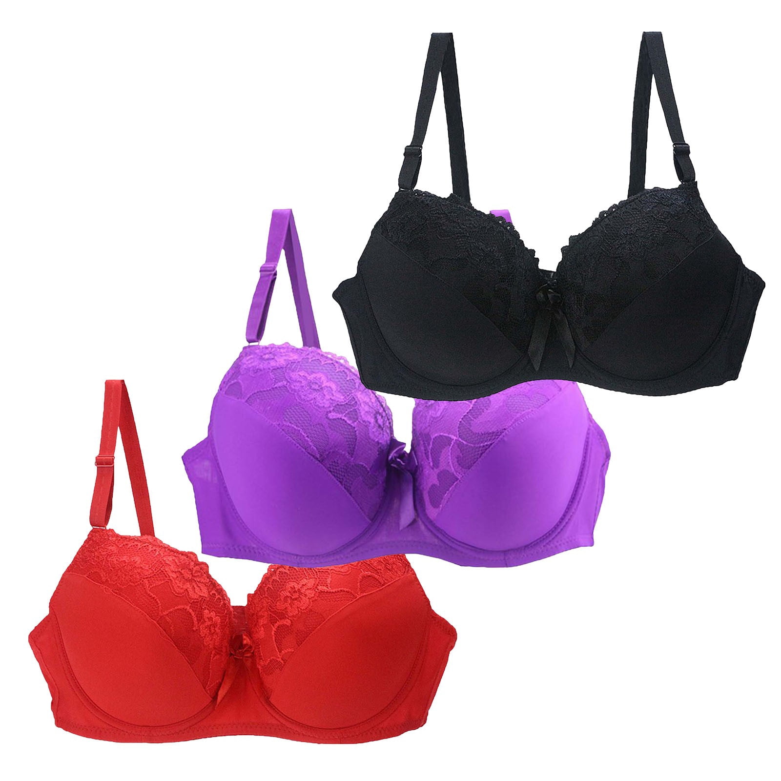 Gkeoshab Women's Bras Women's Lace & Embroidery Underwire Bra Thin Plus ...