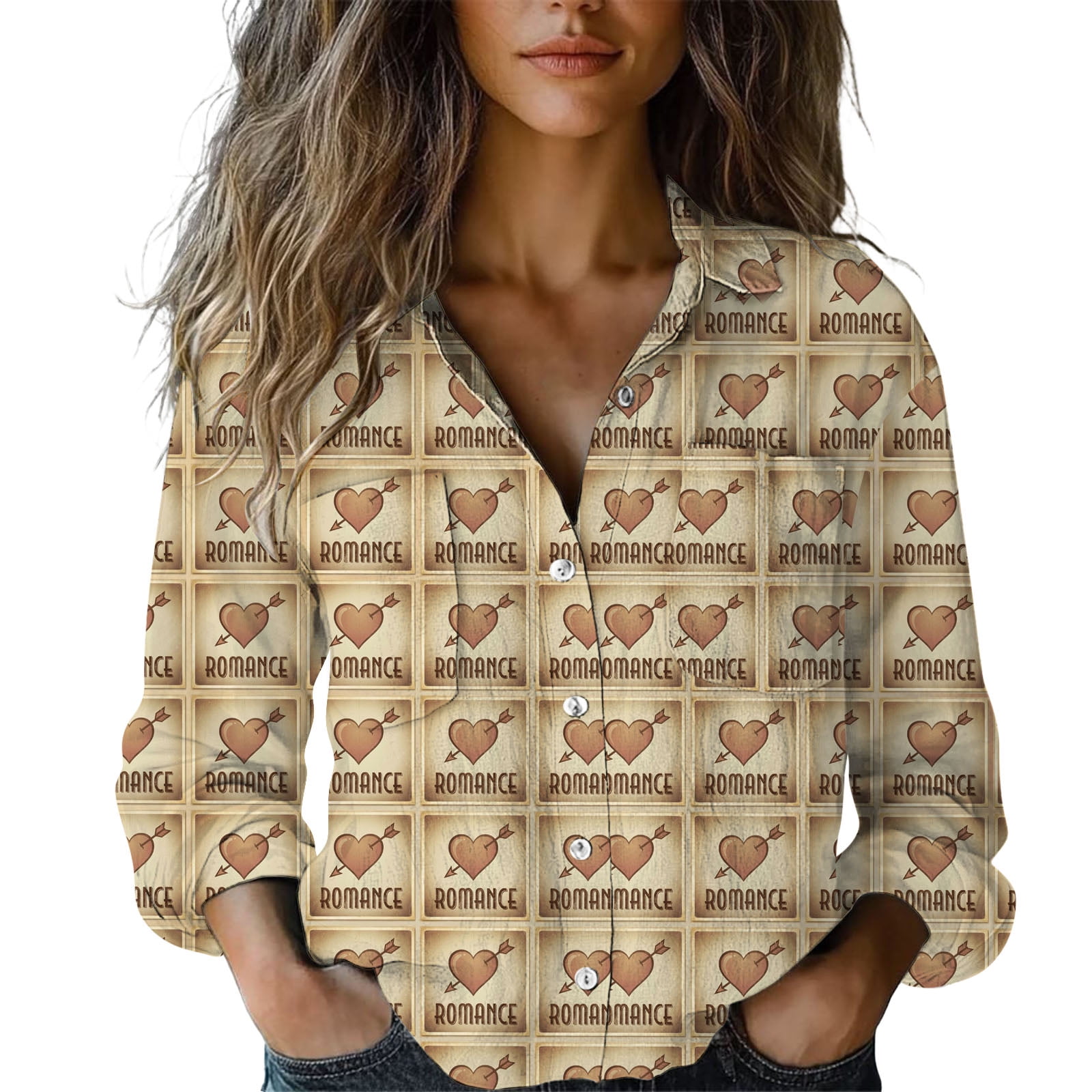 Gkeoshab Women's Long Sleeve Blouse Bubble Wrinkles Textured Valentine ...