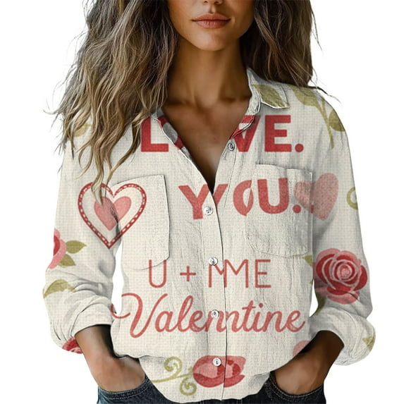 Gkeoshab Women's Long Sleeve Blouse Bubble Wrinkles Textured Valentine ...