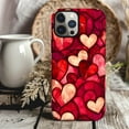 GlHeart Pattern Case With Red Pink Romantic Art Theme for iPhone 17 to ...
