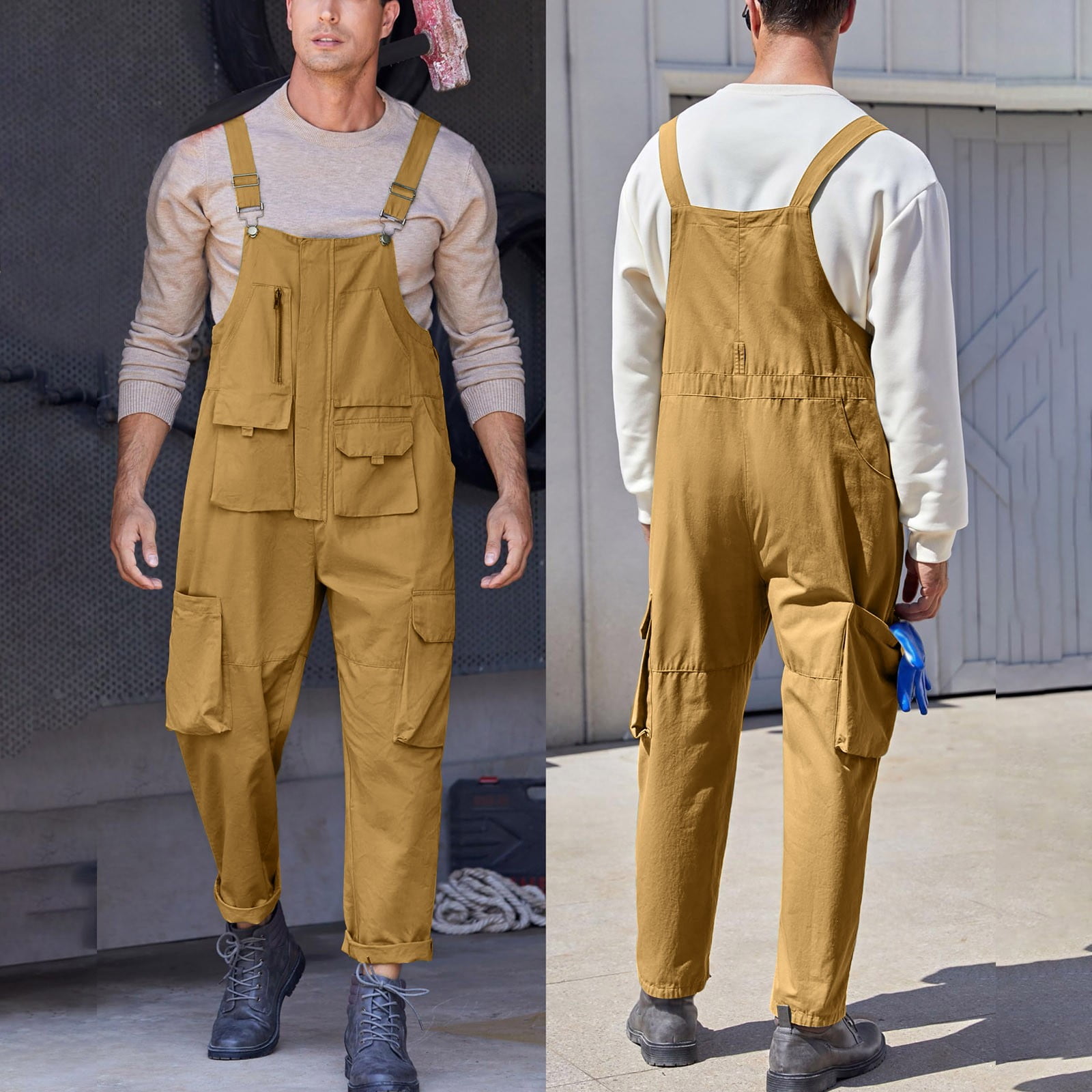 GlTpooo Mens Casual Pants Cargo Pants for Men Men Overalls Bib Overall ...