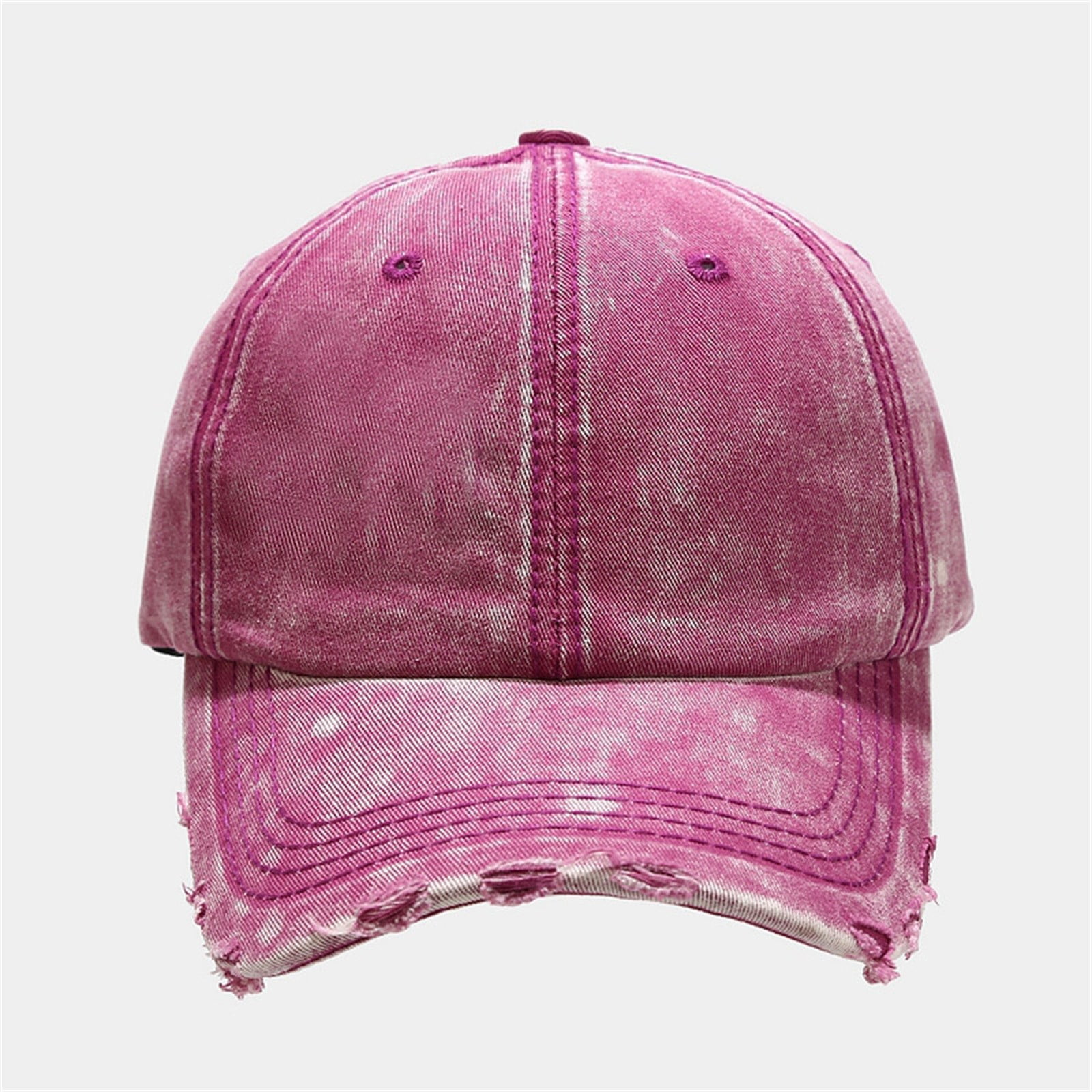 GlTpooo Washed And Distressed Denim Baseball Cap With Holes And Frayed ...