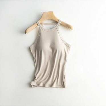 Mlqidk Tank Tops with Built In Bras Shelf Bra Camisoles Adjustable ...