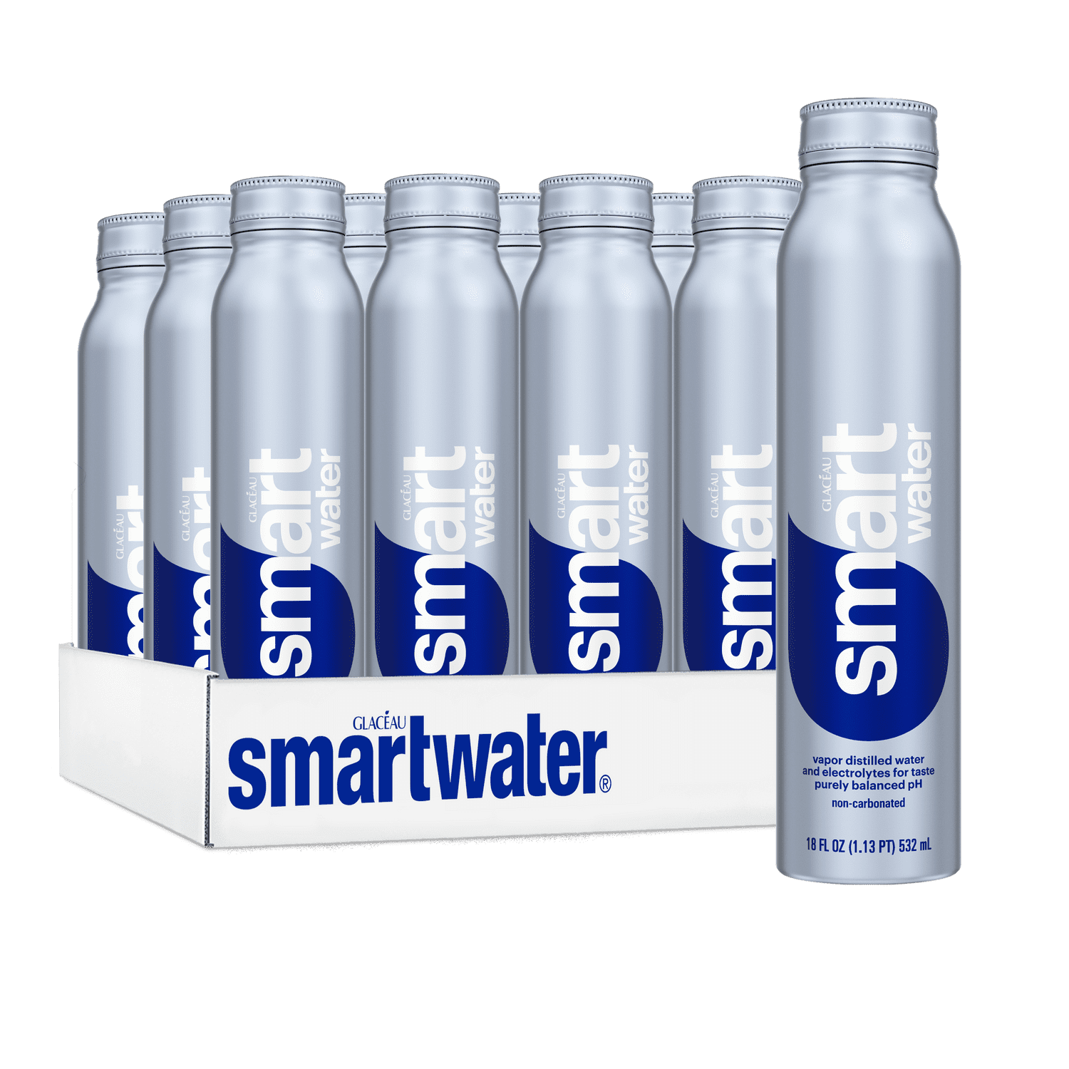 Coca-Cola Glacéau Smartwater, Vapor Distilled, Electrolytes, 18 FLOZ ...