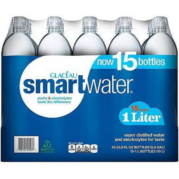 Glaceau SmartWater - Pure Purified Drinking Water, 1L Bottles (15 Pack ...