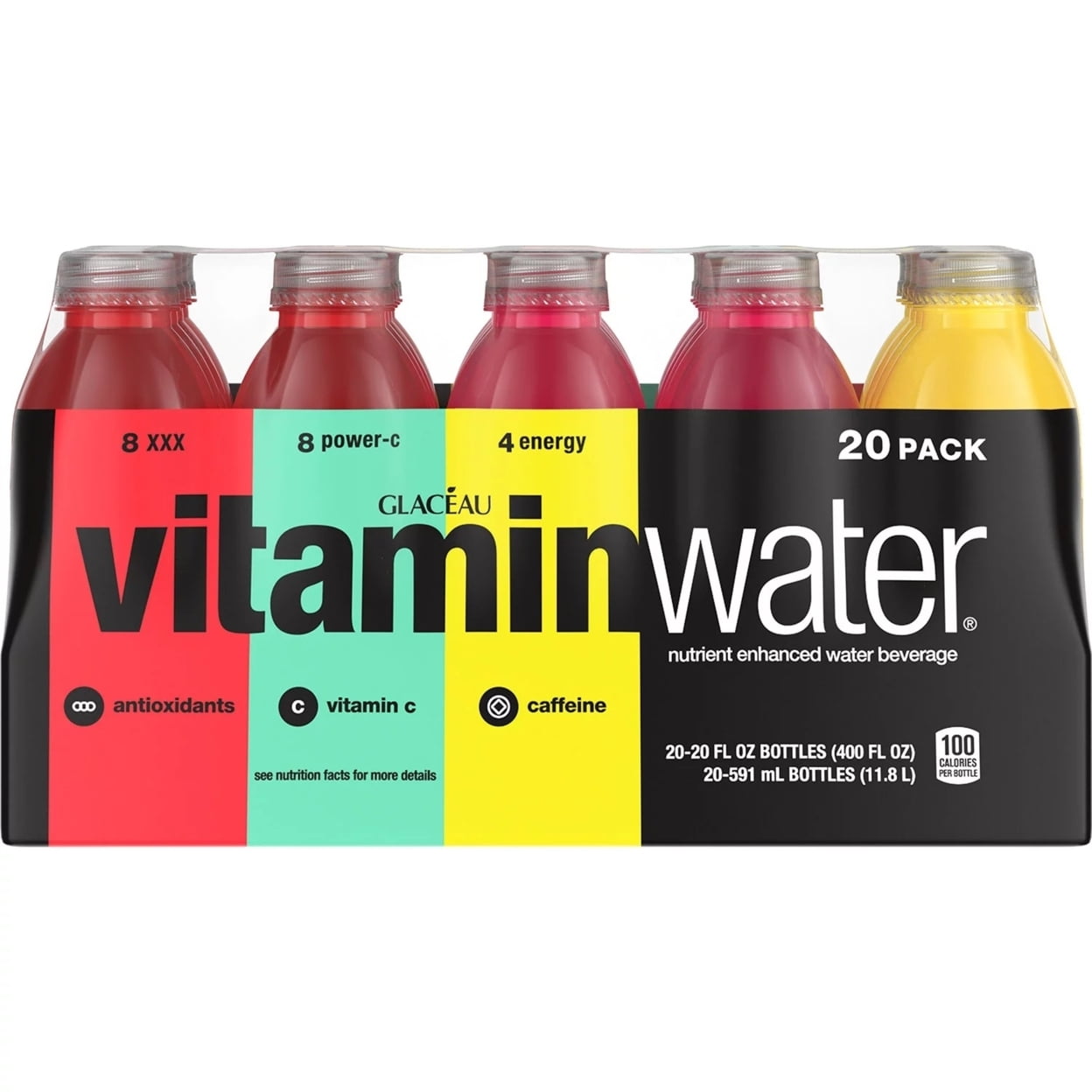 Glaceau Vitaminwater Variety Pack, 20 Fluid Ounce (Pack of 20 ...