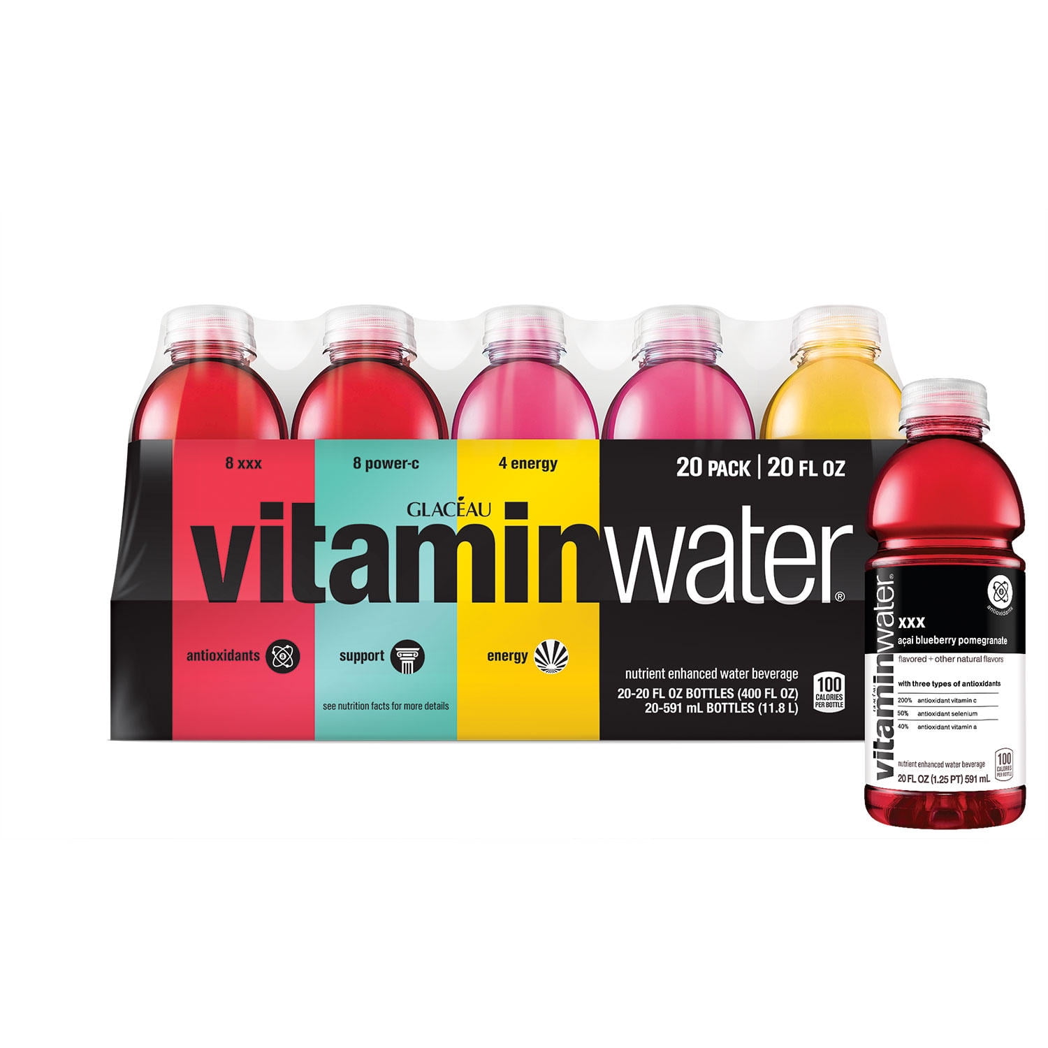 Glaceau Vitaminwater Variety Pack (20 fl. oz., 20 pk.) - Walmart.com
