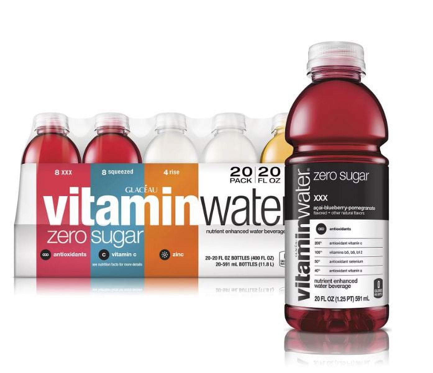 Glaceau Vitaminwater Zero Variety Pack, Nutrient Enhanced Water, 20 fl ...