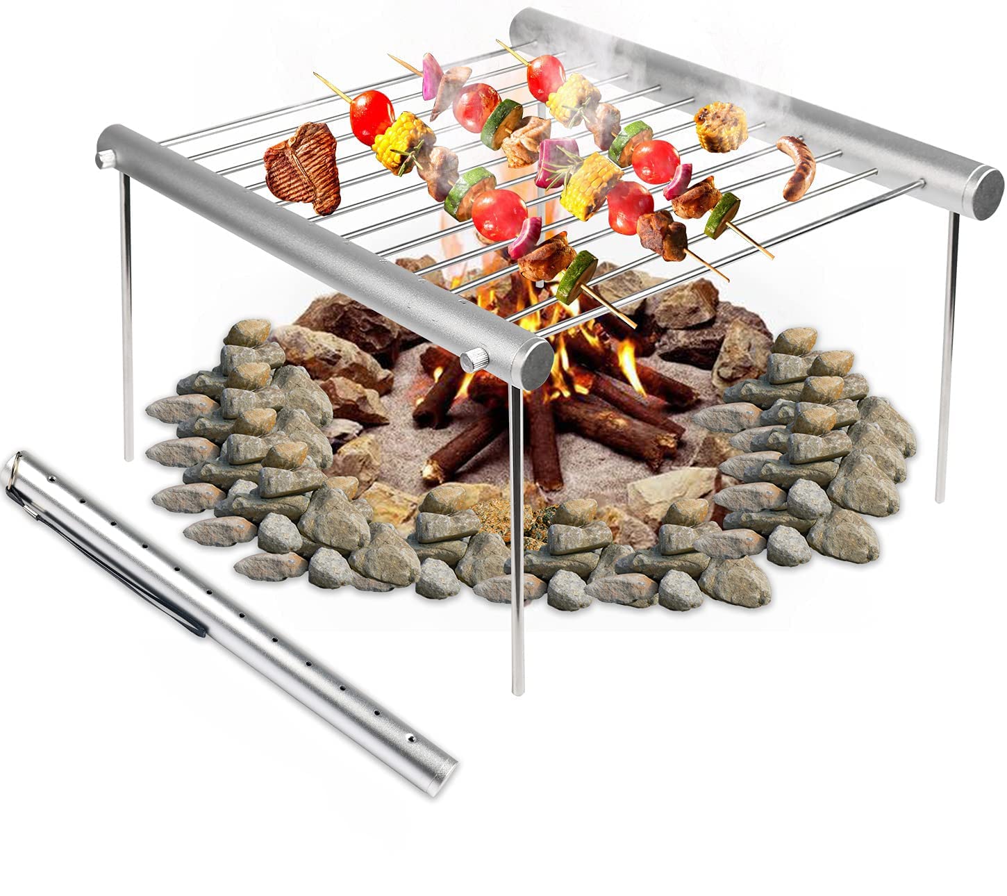 Glaceon Portable Folding Grill BBQ Stainless Steel Charcoal Grill Camp ...