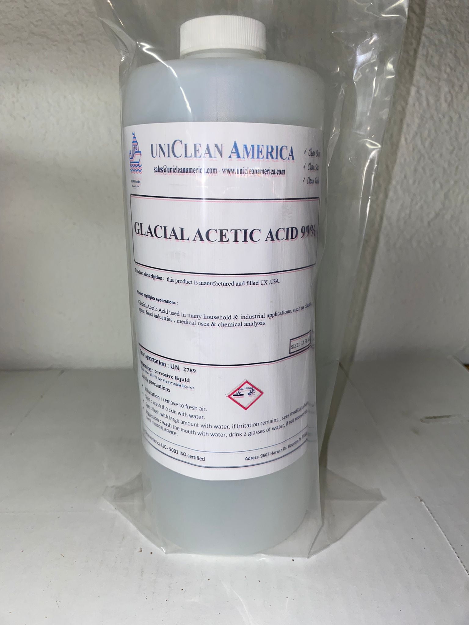 Glacial Acetic Acid- High purity Acetic Acid 99.9% - Made in USA - size ...