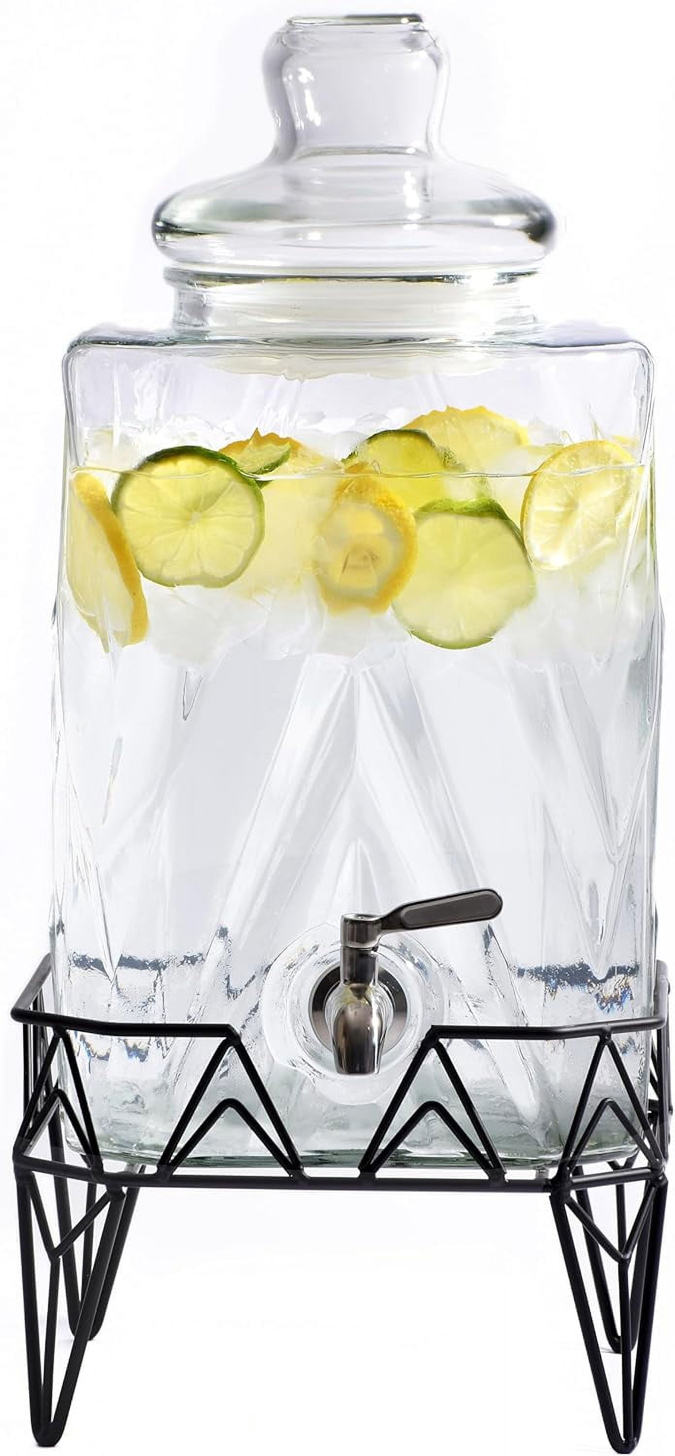 Glacial Ice Design Glass Beverage Dispenser with SS Spigot and Stand ...