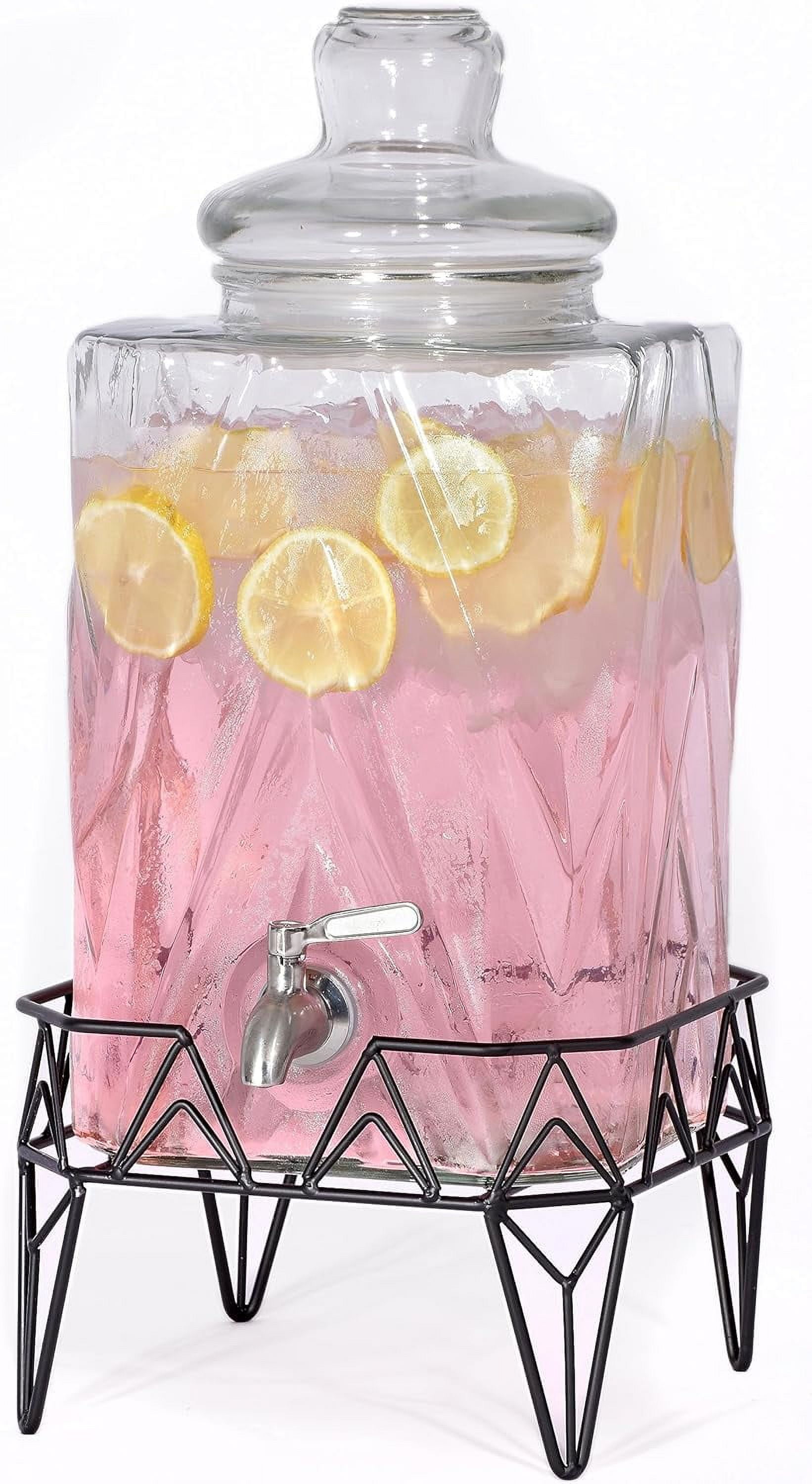 Glacial Ice Design Glass Beverage Dispenser with SS Spigot and Stand ...