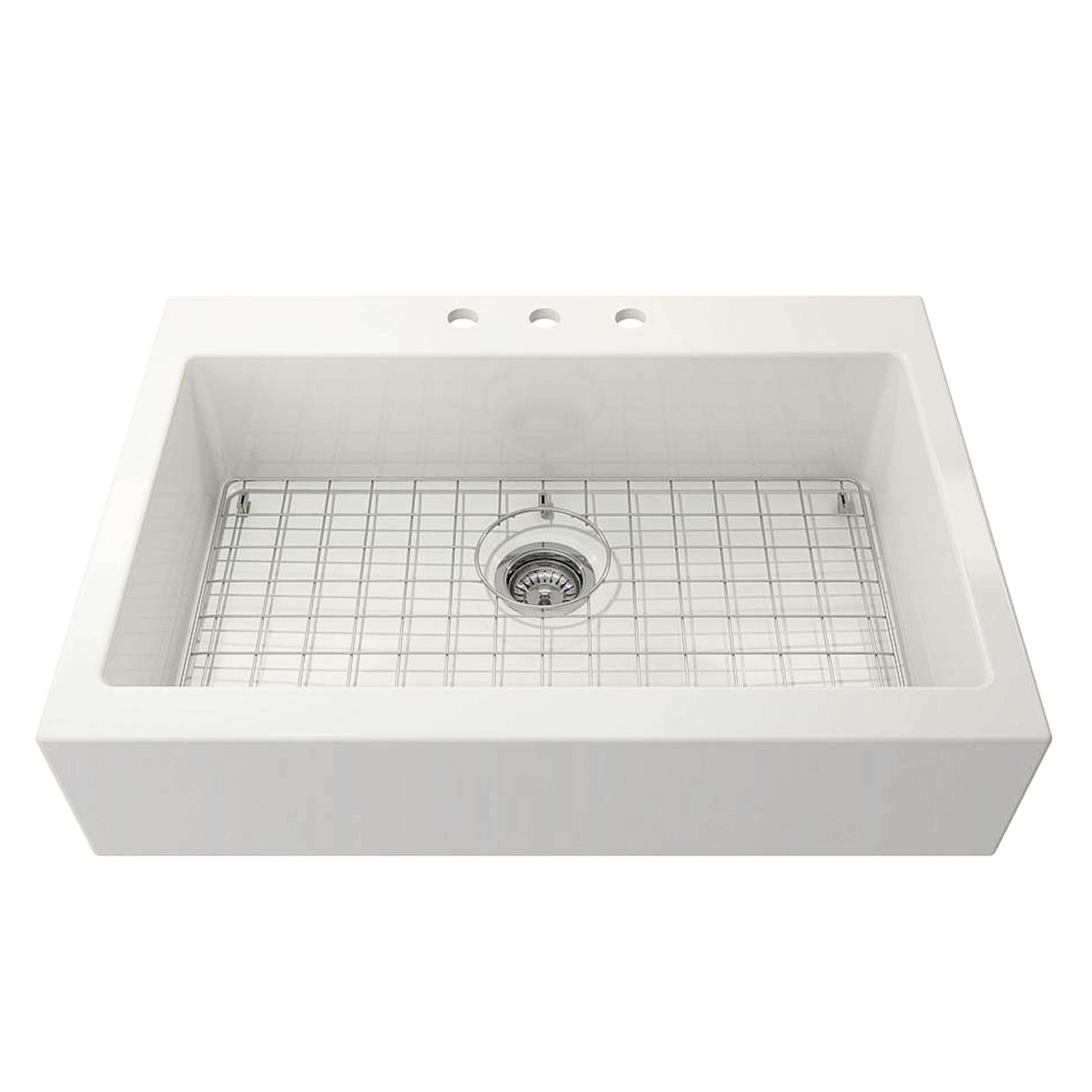 Glacier Bay 34 in. White Fireclay Farmhouse Apron-Front Kitchen Sink ...
