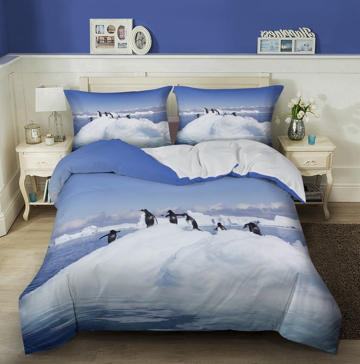 Glacier Bedding Set King/ Size Antarctic Melting Glacier Pattern Duvet ...