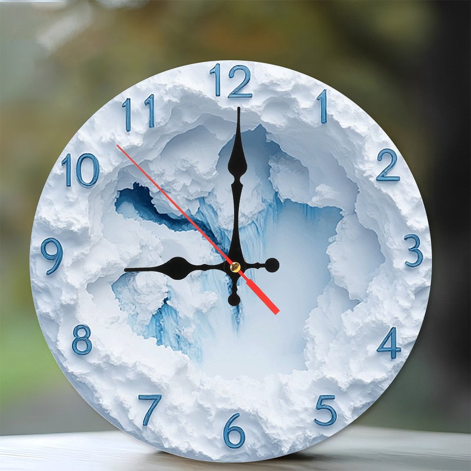Glacier Cave Wall Clock Unique Design Home Decor 10-Inch Silent Wooden ...