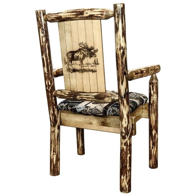Glacier Country Captains Chair, Woodland Upholstery with Laser Engraved ...