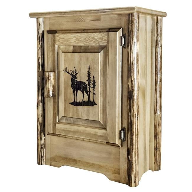 Glacier Country Collection Accent Cabinet with Laser Engraved Elk ...