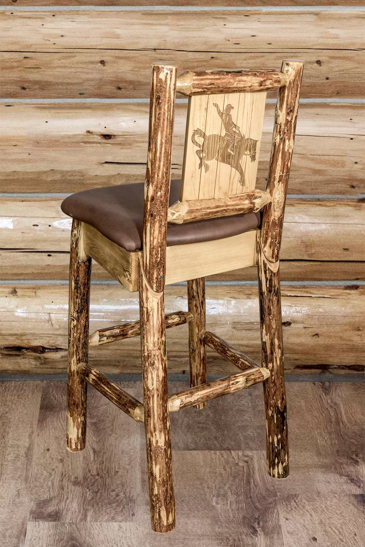 Glacier Country Collection Barstool w/ Back - Saddle Upholstery, w ...