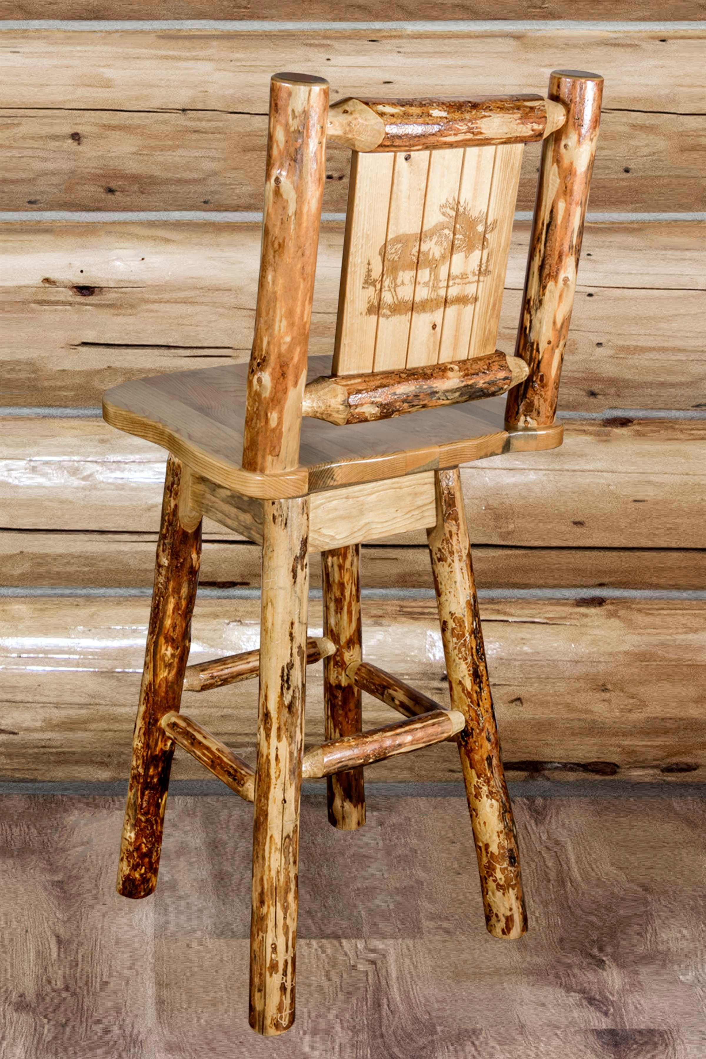 "Montana Woodworks Glacier Country 30"" Moose Design Bar Stool in Brown ...